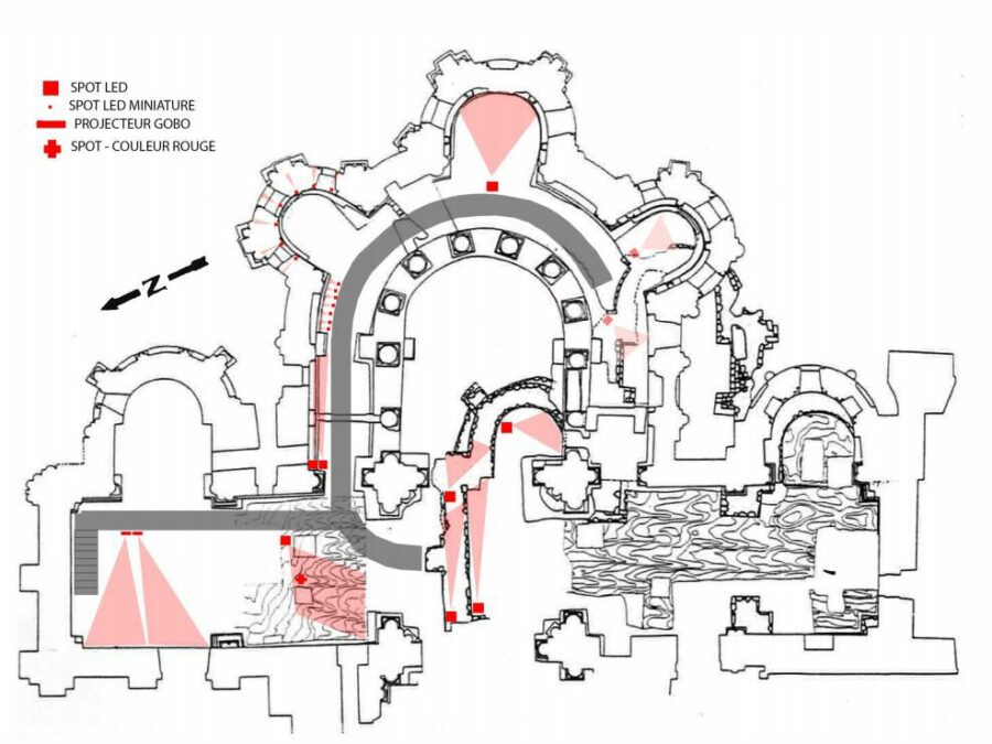 Crypte archéologique de l’abbaye de Fontevraud en lumière