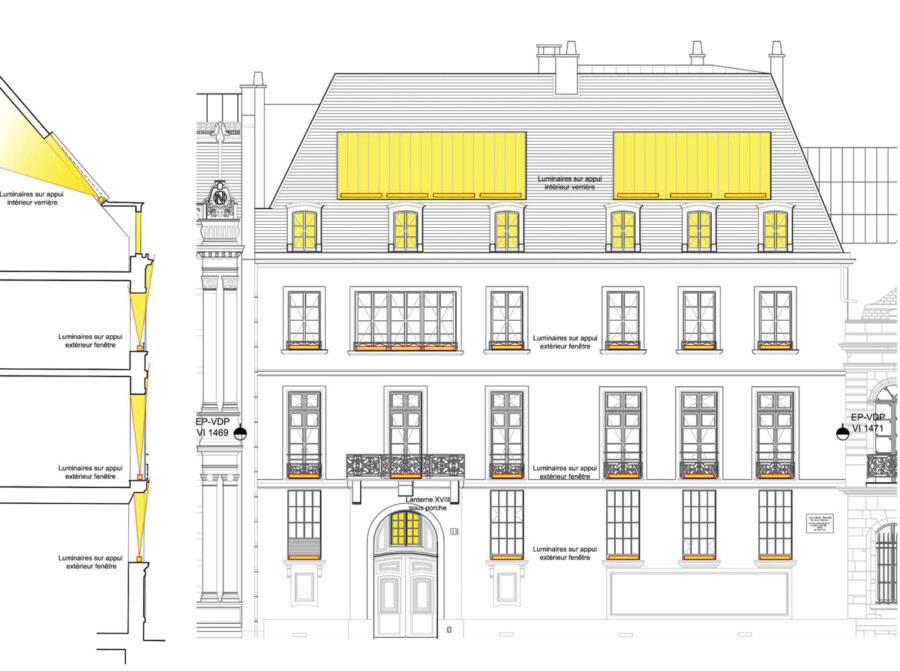 Cœur électroluminescent de l'ENSBA à Paris par LEA