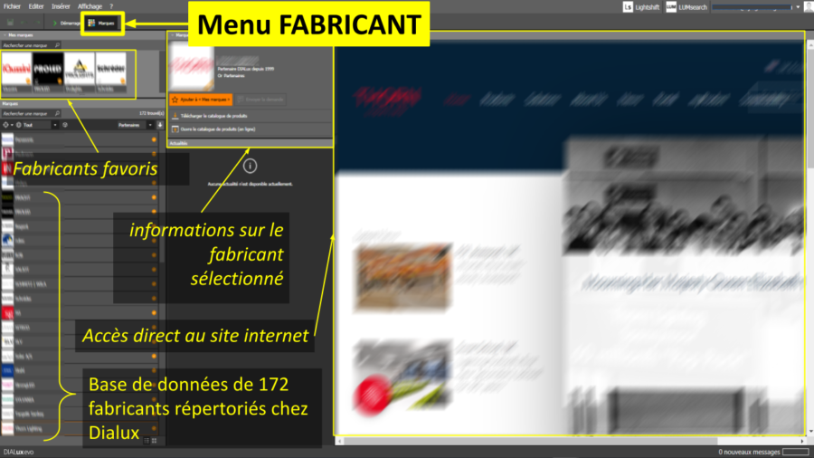 DIALux evo 11 : explications des principaux menus