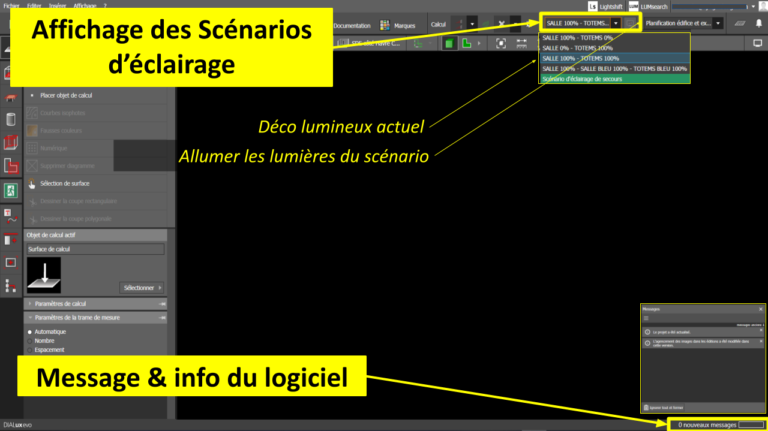 DIALux evo 11 : explications des principaux menus