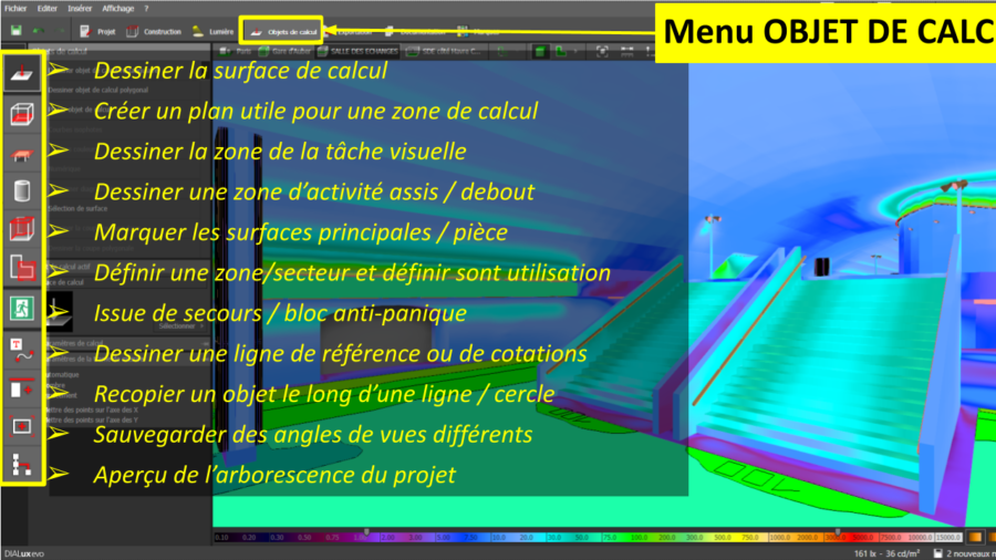 DIALux evo 11 : explications des principaux menus